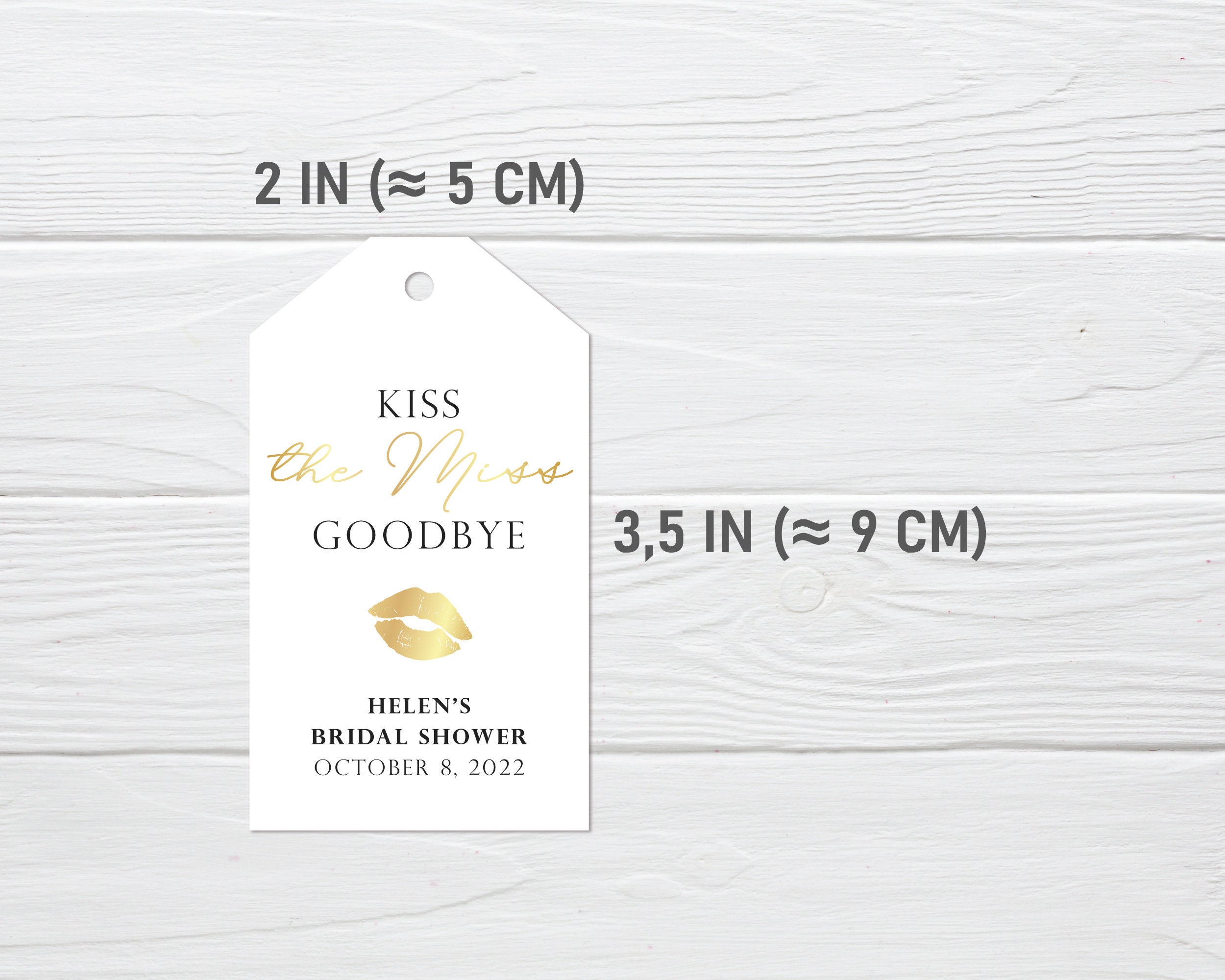 Kiss the Miss Goodbye Tag, Printable Labels for Bridal Shower Favors ...