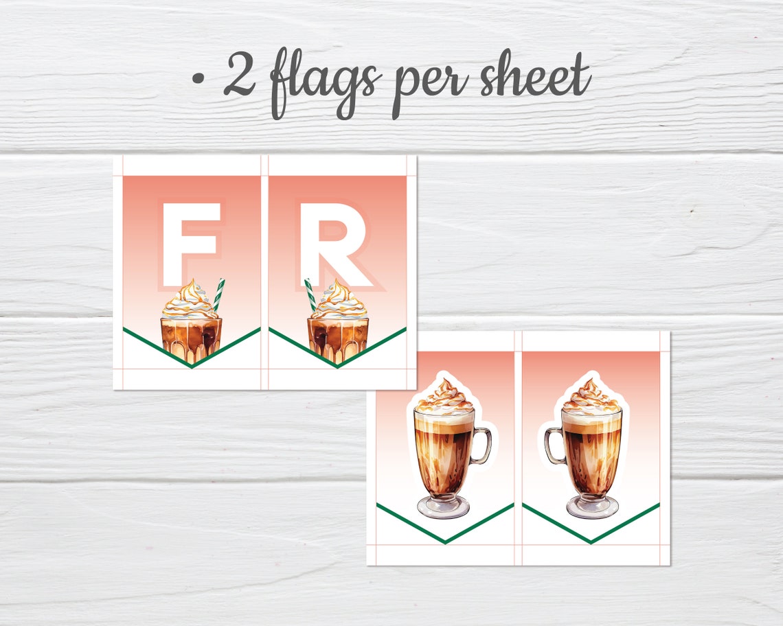Frappe Birthday Banner, Printable Birthday Coffee Party Decoration ...