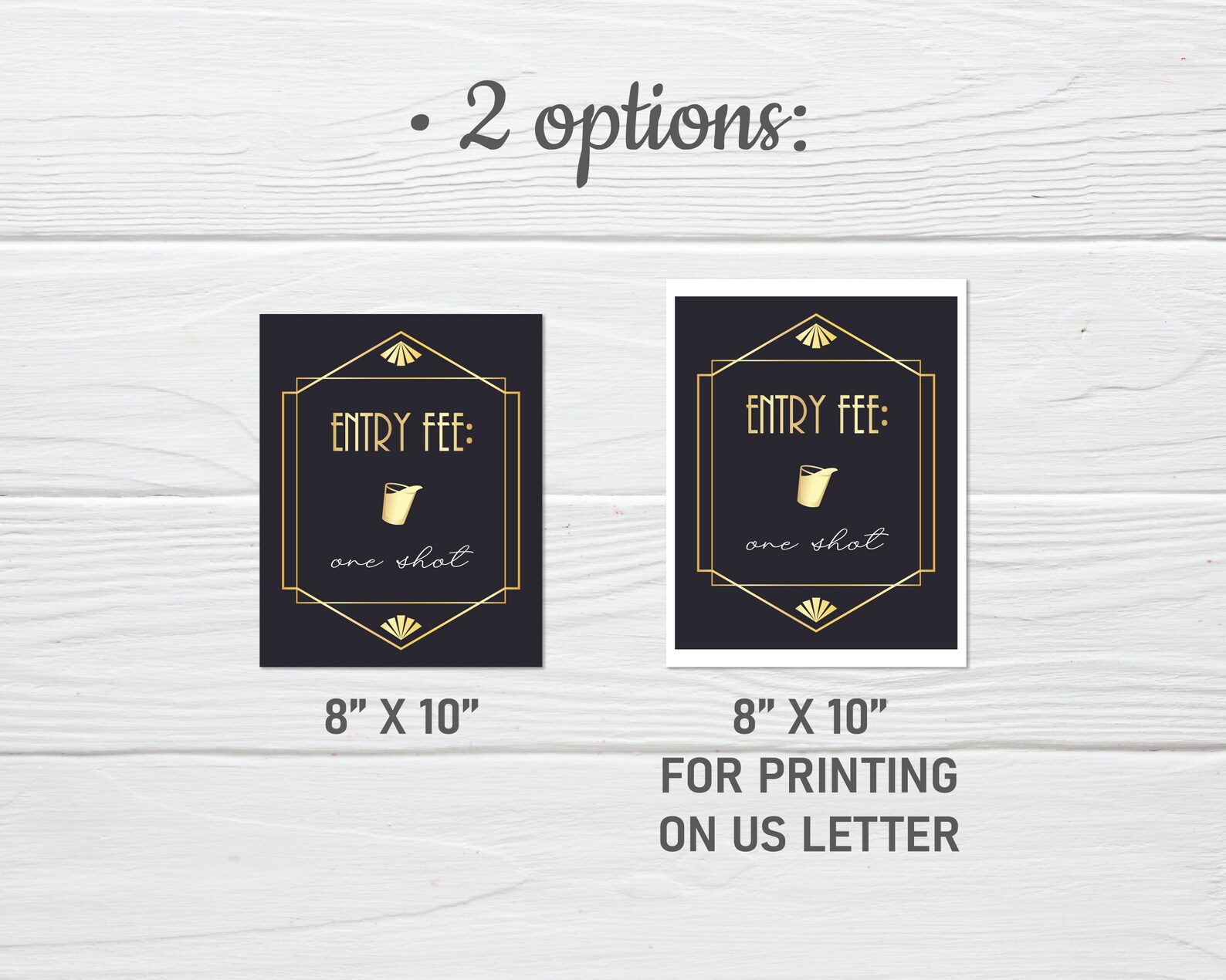 Entry Fee One Shot Sign, Printable Gatsby Party Sign, 20s Party ...