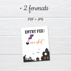 Entry Fee One Shot Sign Printable Adult Halloween Party - Etsy