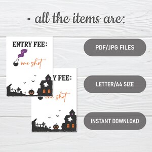 Entry Fee One Shot Sign Printable Adult Halloween Party - Etsy