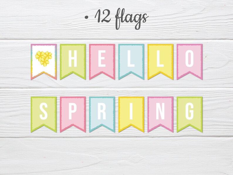 Printable Hello Spring Banner – Seasonal Mantle Garland - Welcome ...
