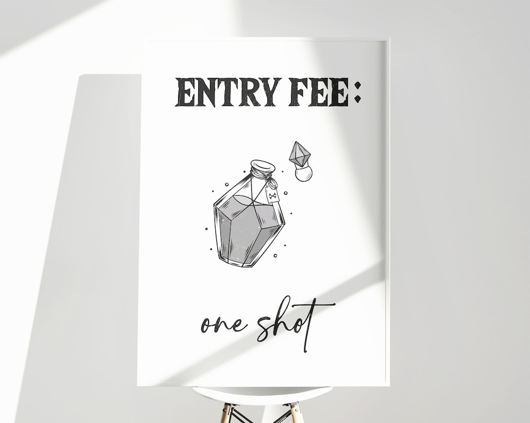 Entry Fee One Shot Sign, Printable Adult Halloween Party Decor, Witches ...