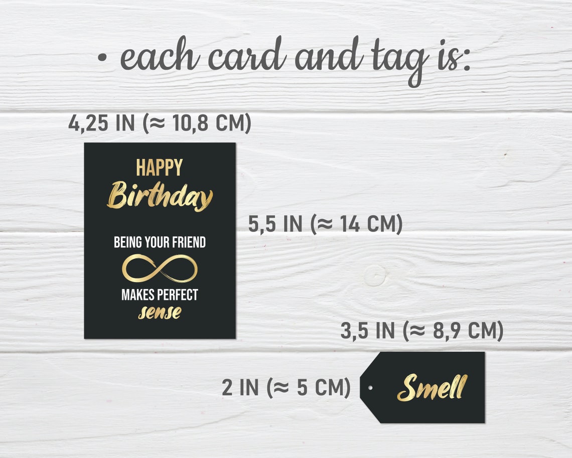 5 Senses Friend Gift Tags, Printable Birthday Cards for Bestie ...