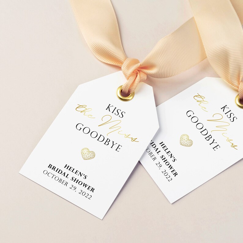 Kiss the Miss Goodbye Tag Printable Labels for Bridal Shower - Etsy