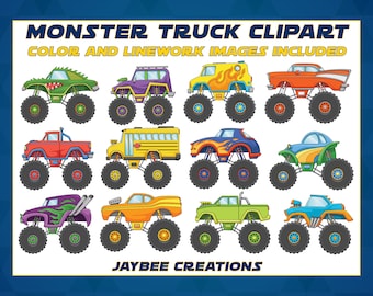 Monster Trucks Clip Art - Cute Commercial Use Monster Truck Themed ...