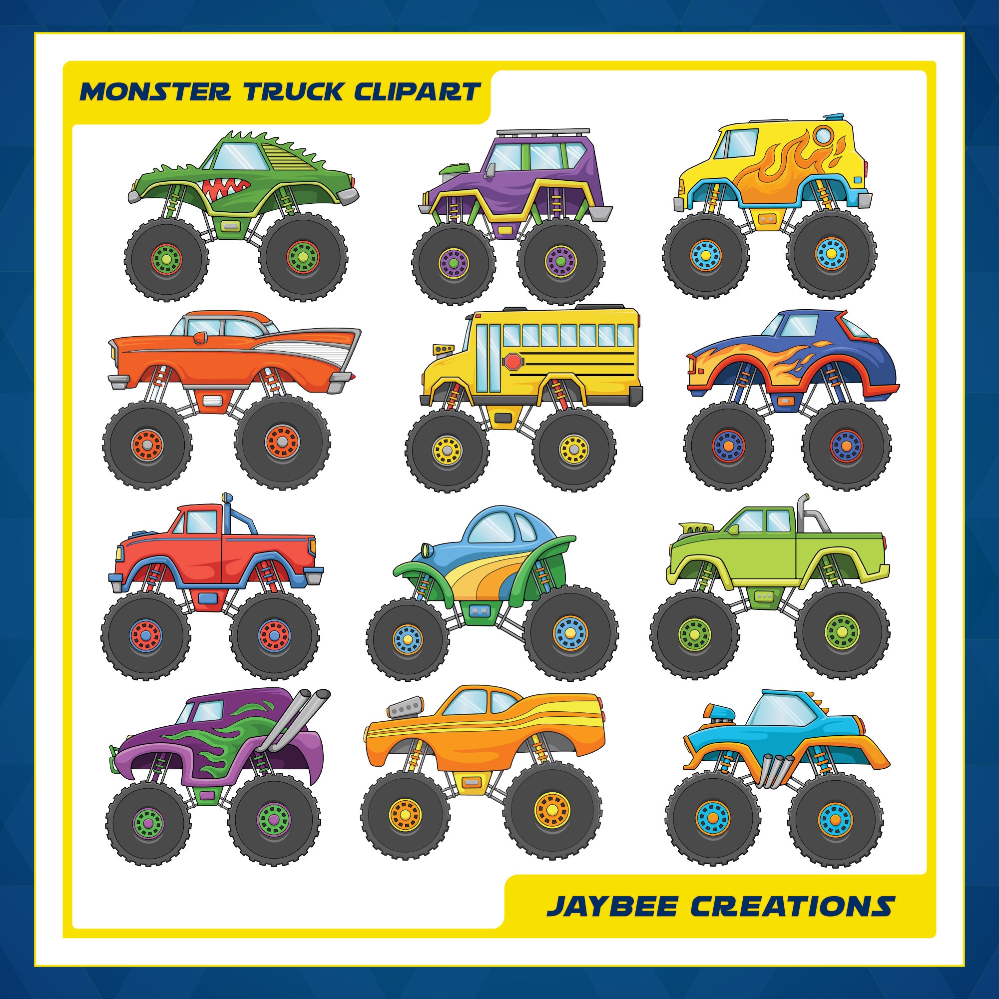 Monster Truck Clipart - Etsy