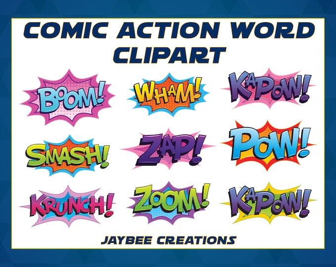 Boom Bam Bang Pow Zoinks Zap Smash Superhero Comics Clipart Comic Book ...