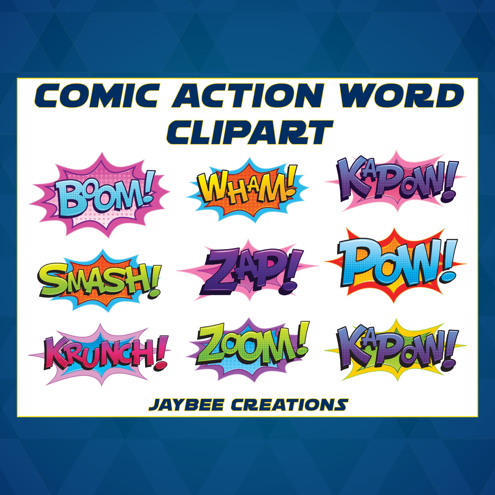 Comic Action Words Clipart - Etsy