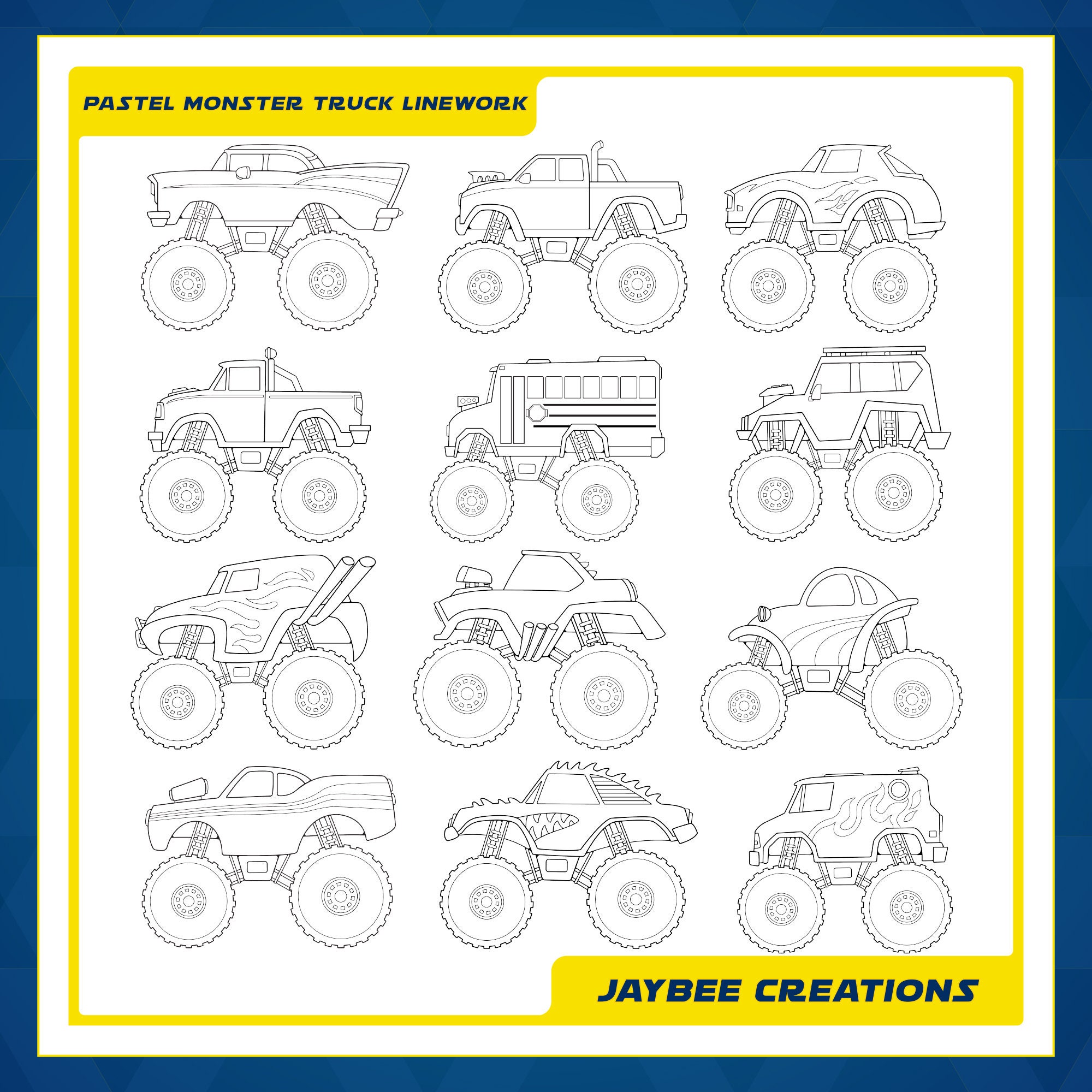 Pastel Monster Truck Clipart - Etsy