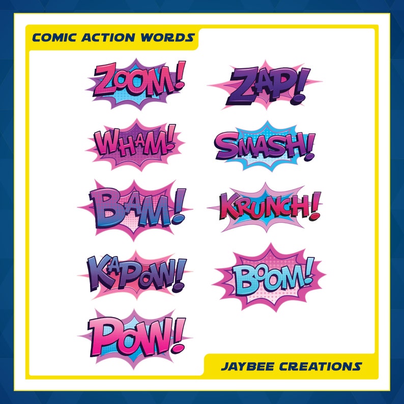 Comic Action Words Clipart - Etsy