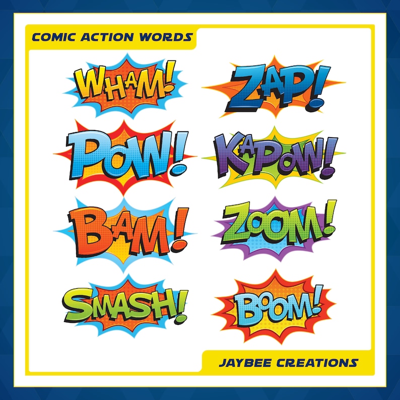 Comic Action Words Clipart - Etsy