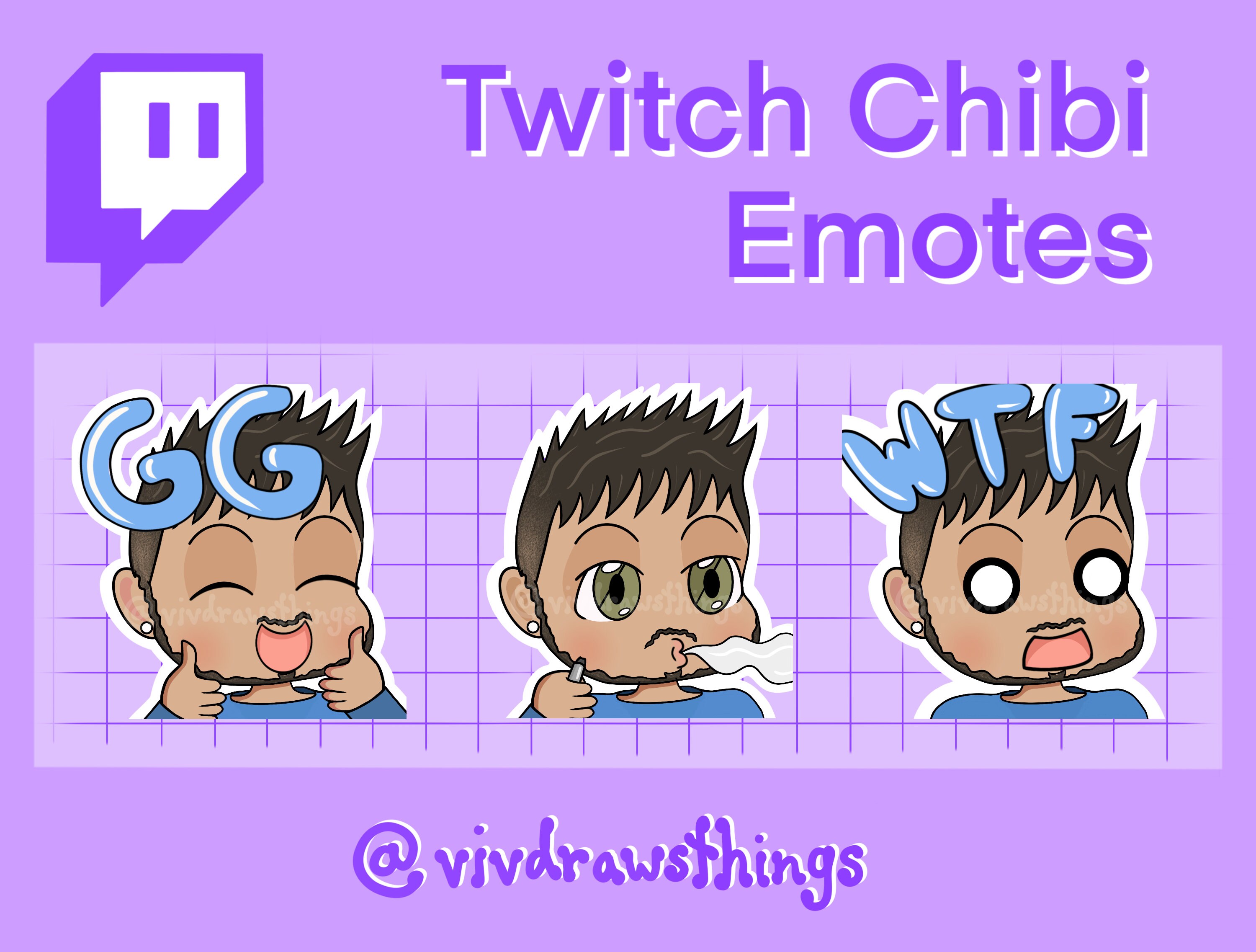 Chibi Style Custom Twitch Emotes SET OF 3 - Etsy