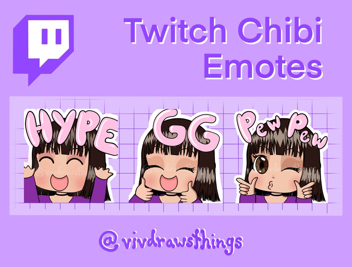 Chibi Style Custom Twitch Emotes SET OF 3 - Etsy