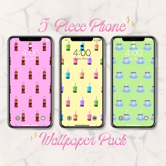 Take a Sip Wallpaper Pack 5 Cute Drink-themed Phone - Etsy