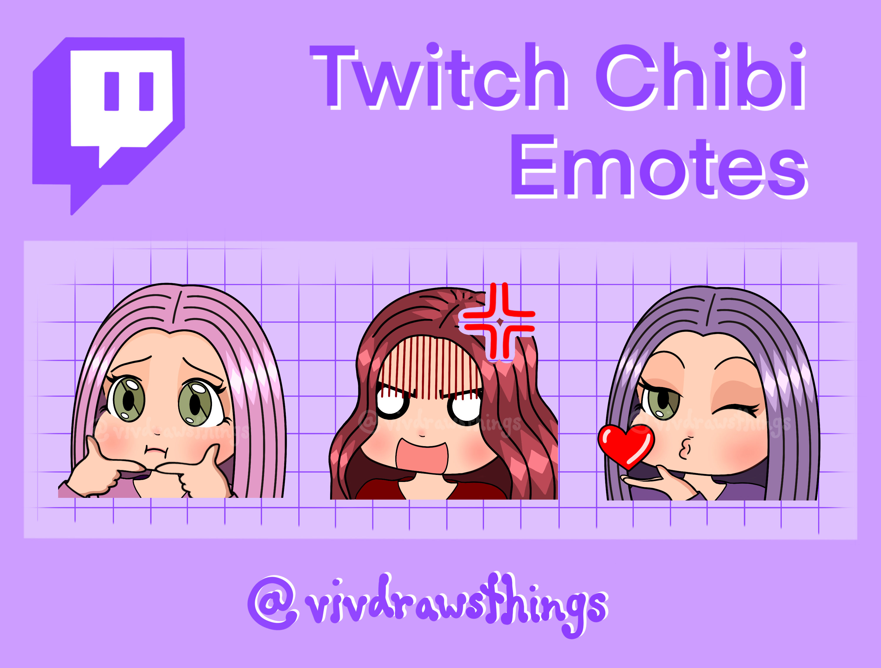 Chibi Style Custom Twitch Emotes SET OF 3 - Etsy