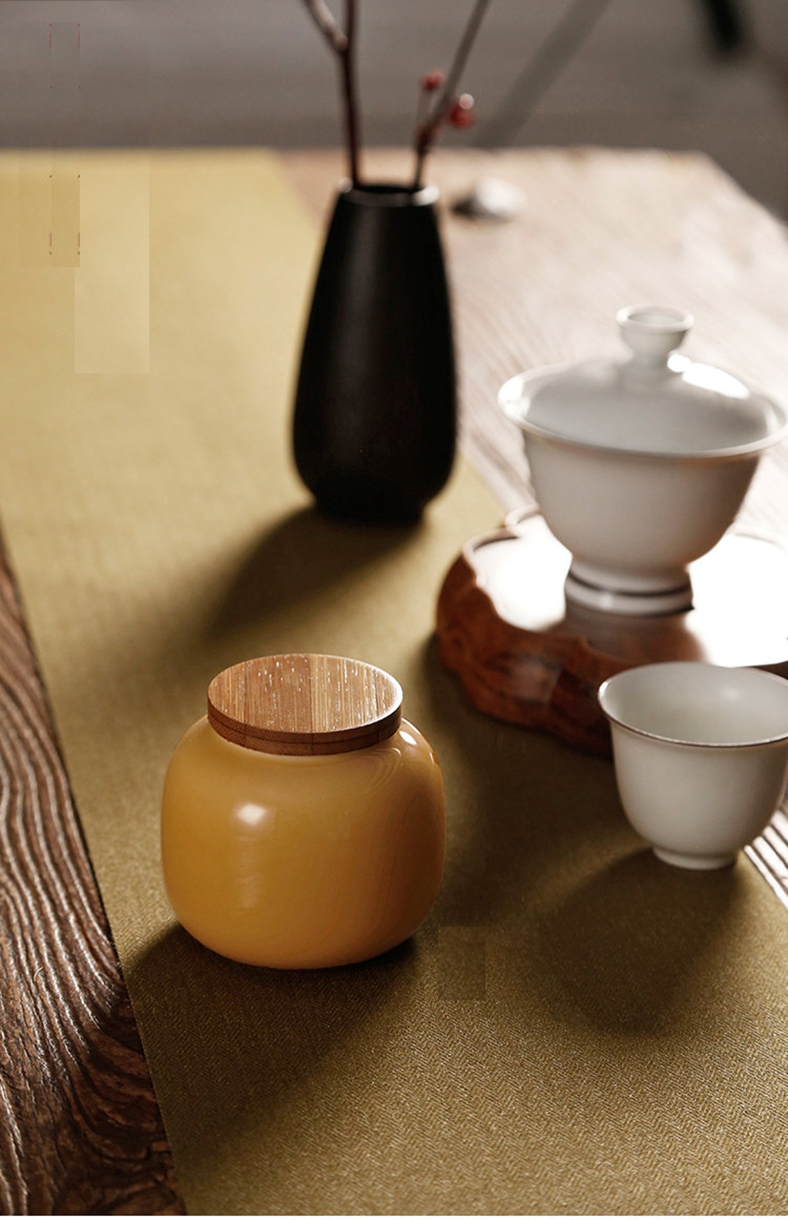 Oriental Ceramic Tea Leaf Storage Jar/vintage Style Royal Color Glazed ...