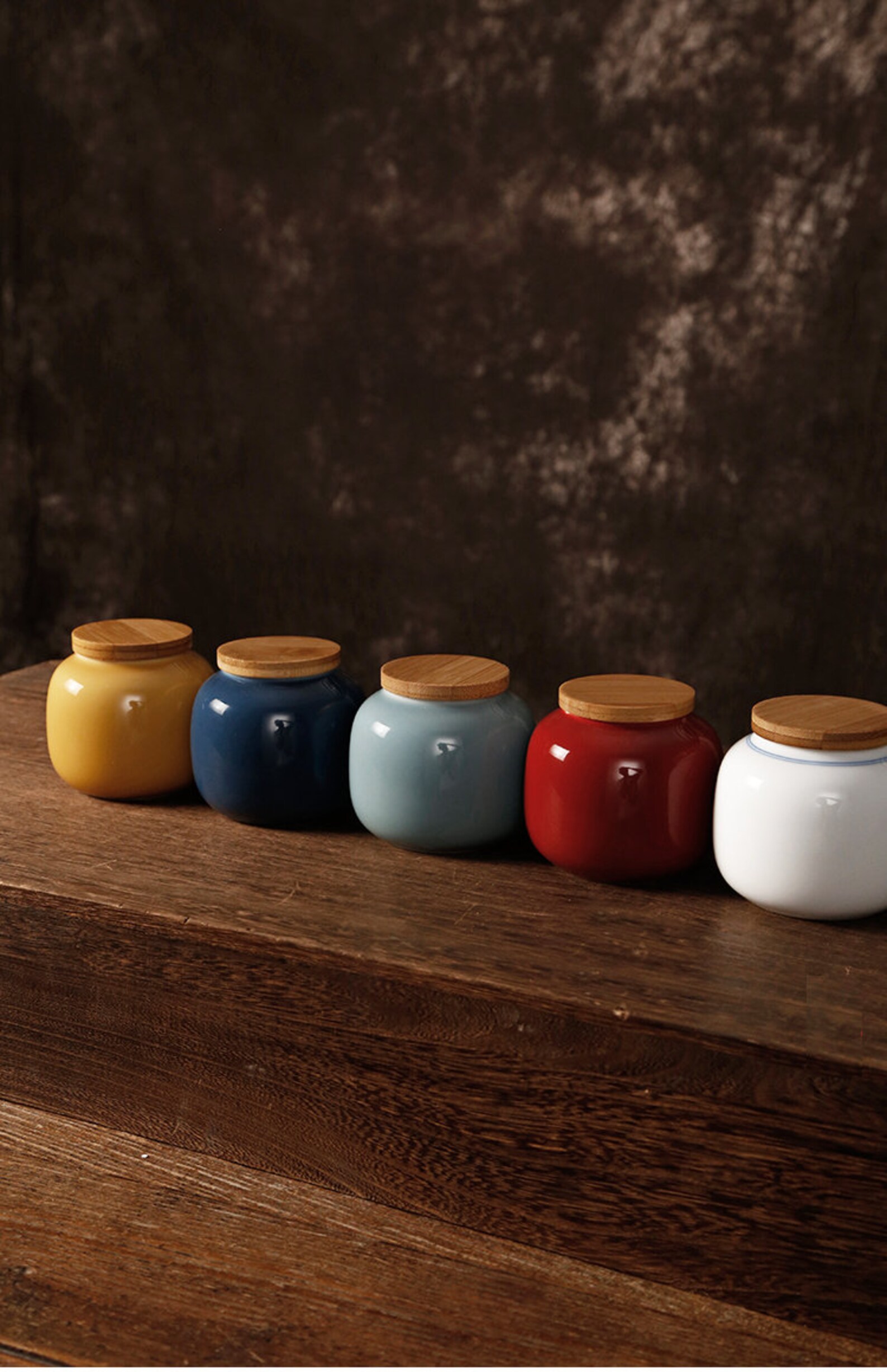 Oriental Ceramic Tea Leaf Storage Jar/vintage Style Royal Color Glazed ...