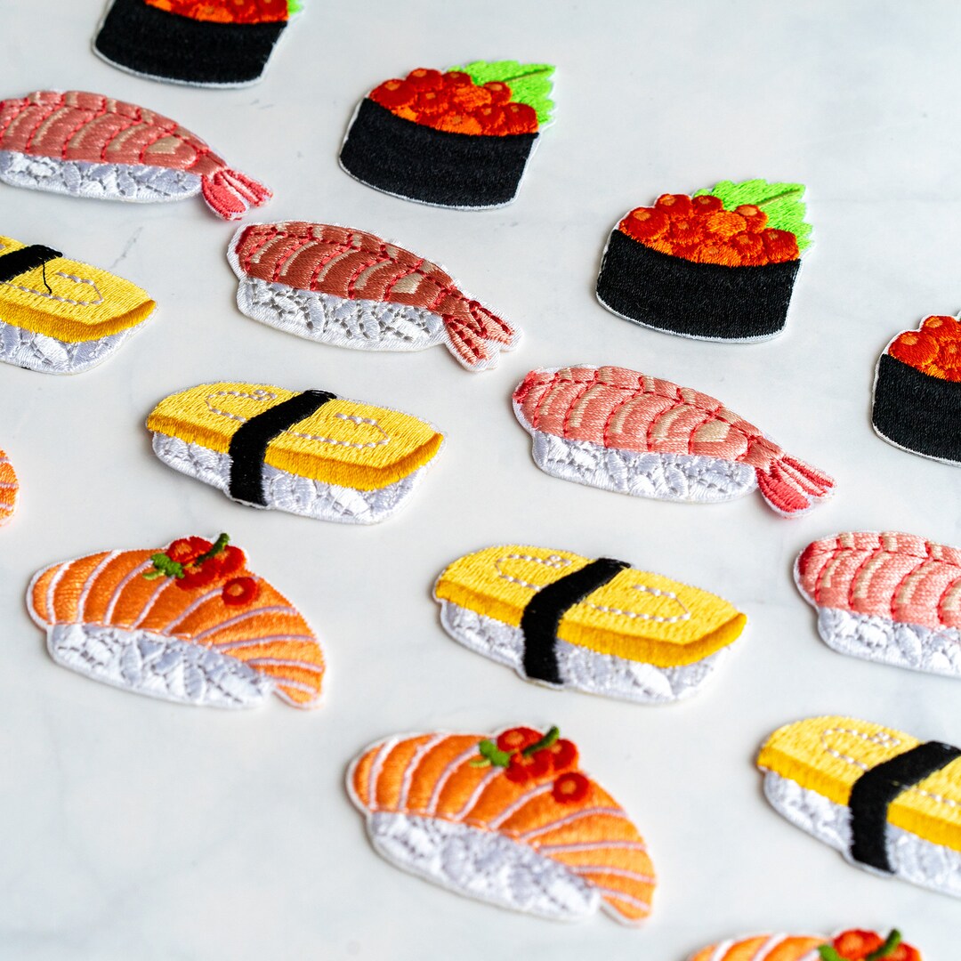 Sushi Patch, Sushi Collection, Hand Roll,iron on Patch, Sushi , Embroidered Iron on Patch,cool ...