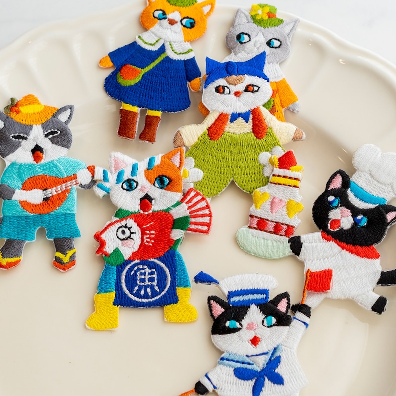 Cute Cat Characters Patches Embroidered Iron on Patch Cool - Etsy