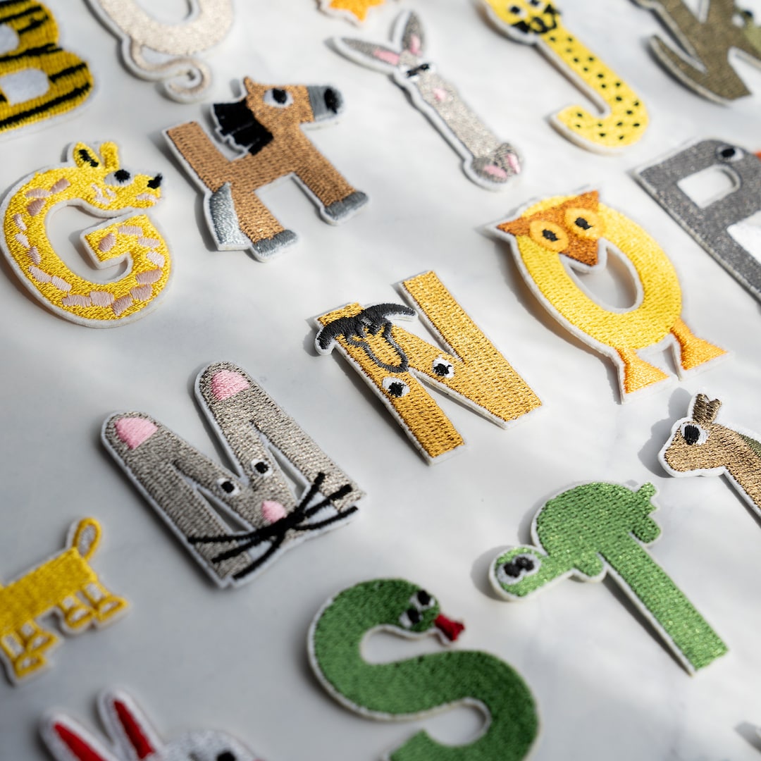 Cute Animal Letter Alphabet Iron on Patches, Diy Sew or Iron on Patches ...