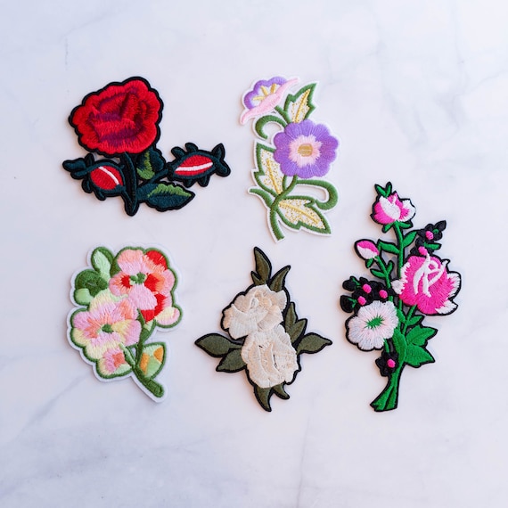 Flower Patch Embroidered Iron on Patchcool Patchesmessage | Etsy