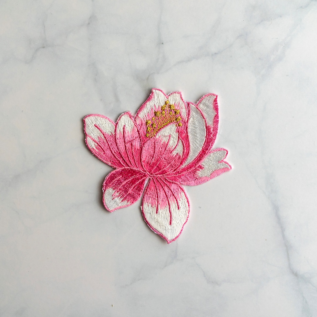 Lotus Flower Patch, Embroidered Iron on Patch,cool Patches,embroidery ...