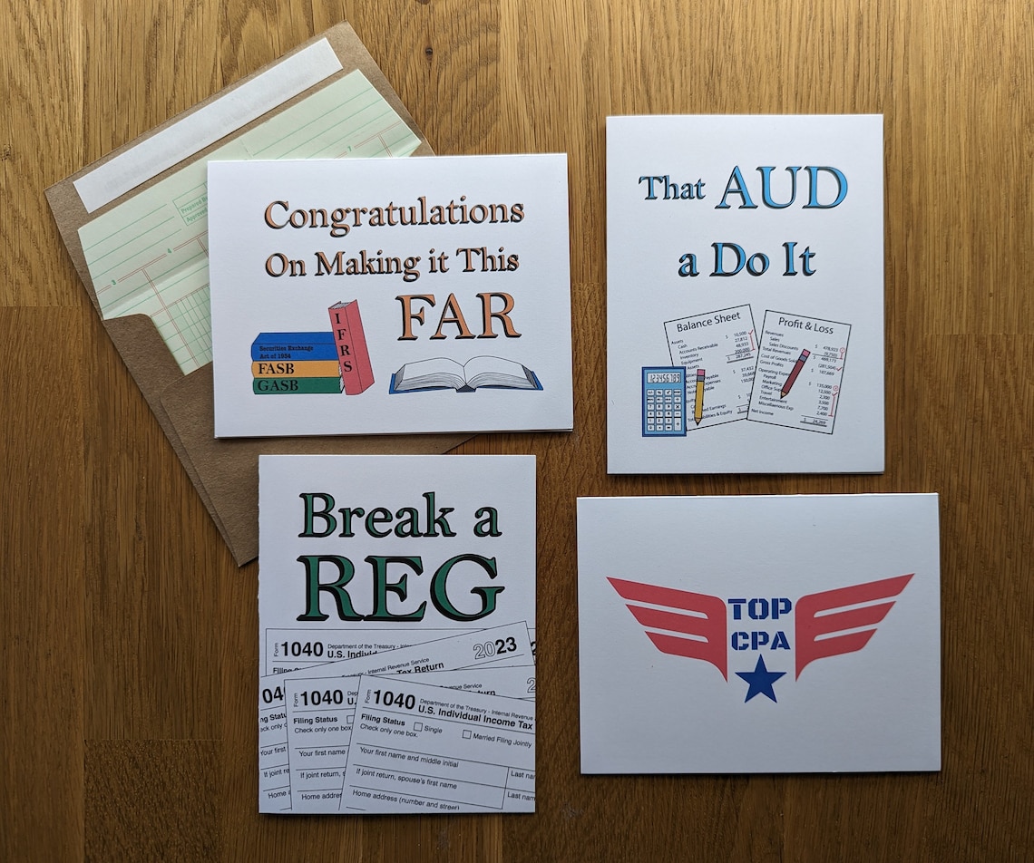 CPA Exam Motivational Greeting Card 4-pack - Etsy