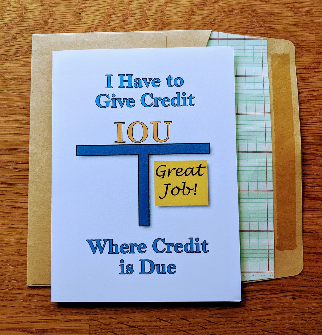 Give Credit Where Credit is Due Accounting Greeting Card - Etsy
