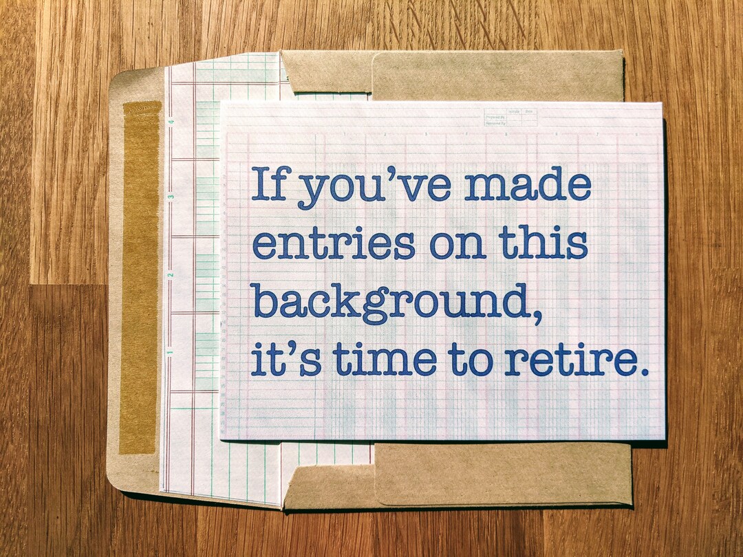 Accounting Retirement Card - Ledger Paper - Etsy