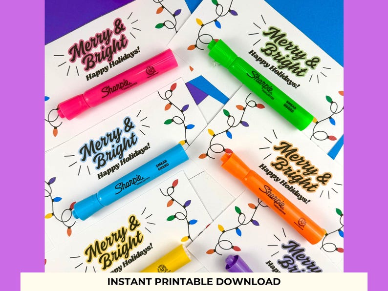 Printable Highlighter Gift Tag | Holiday Team Gifts (digital Download ...