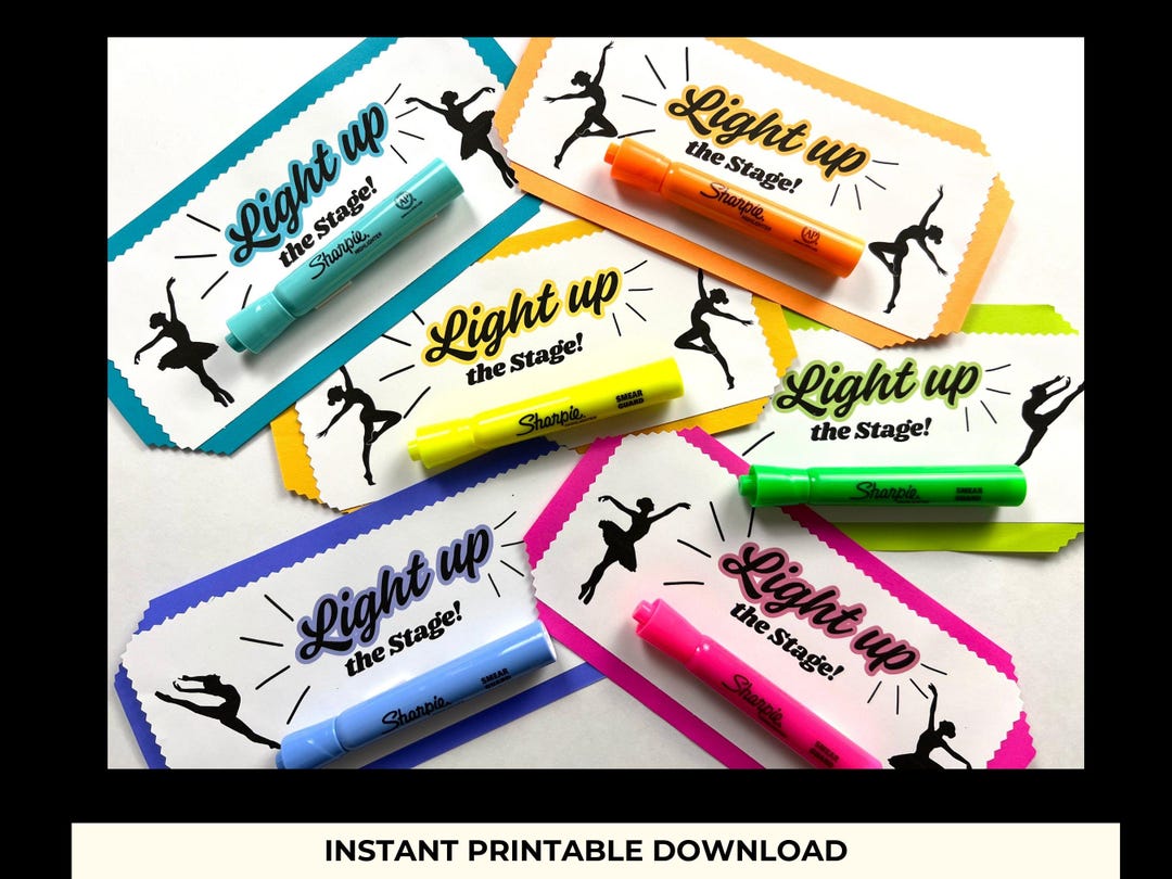 Printable Highlighter Gift Tag | Dance & Cheer Team Gifts (digital ...