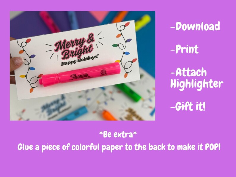 Printable Highlighter Gift Tag | Holiday Team Gifts (digital Download ...