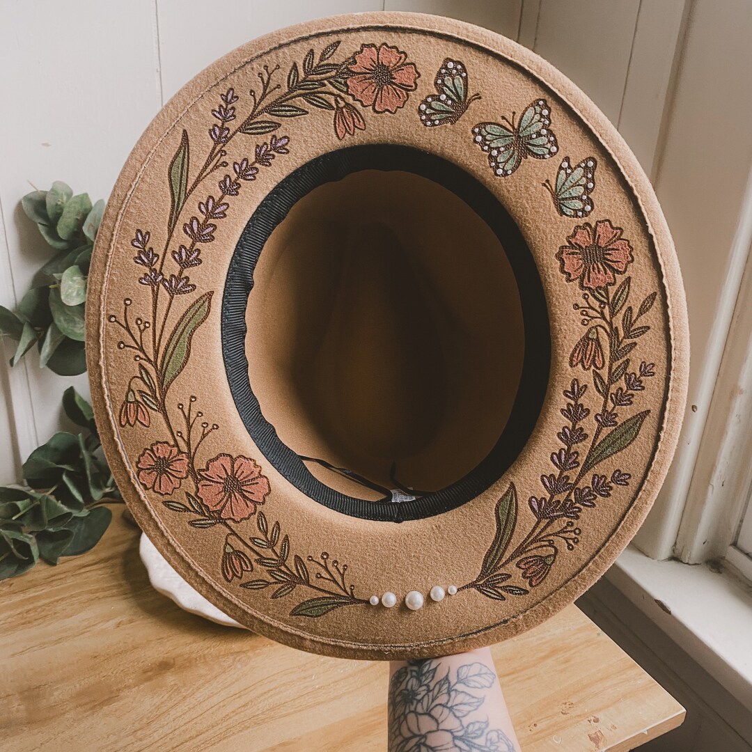 PRESALE SPRING FLORAL Panama Hat , Hand Painted, Wide Brim Hat, Gift ...