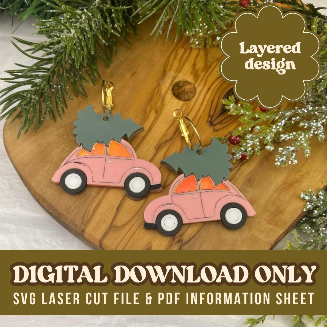 DIGITAL DOWNLOAD, Cute Car Earrings, Unique Earrings, Cut File, Laser ...
