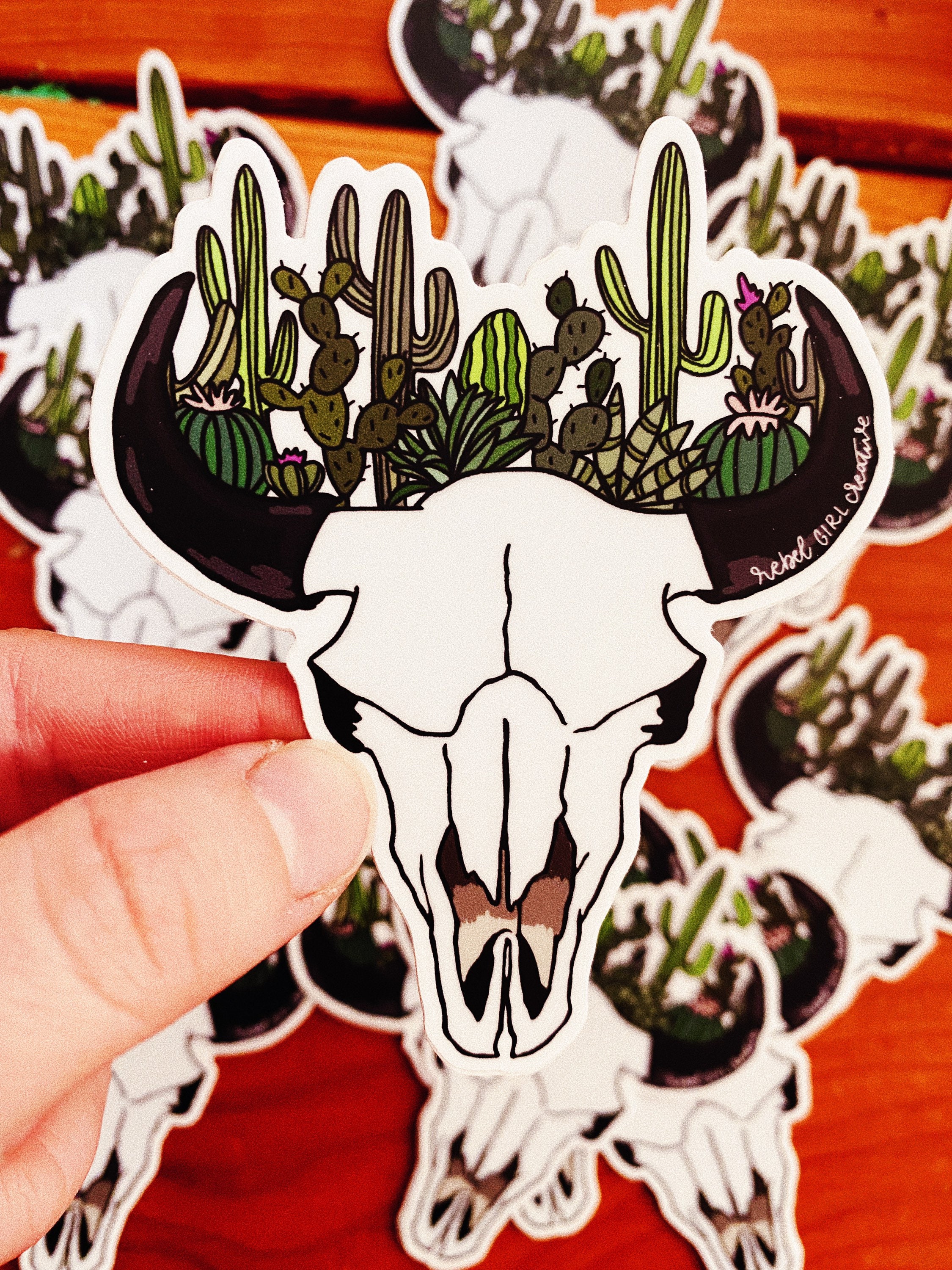 Cacti Cow Skull Sticker | Etsy