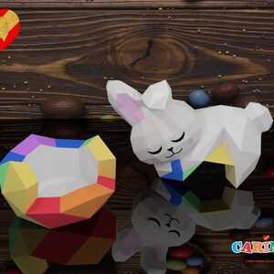 Easter Bunny Low Poly Papercraft - Etsy