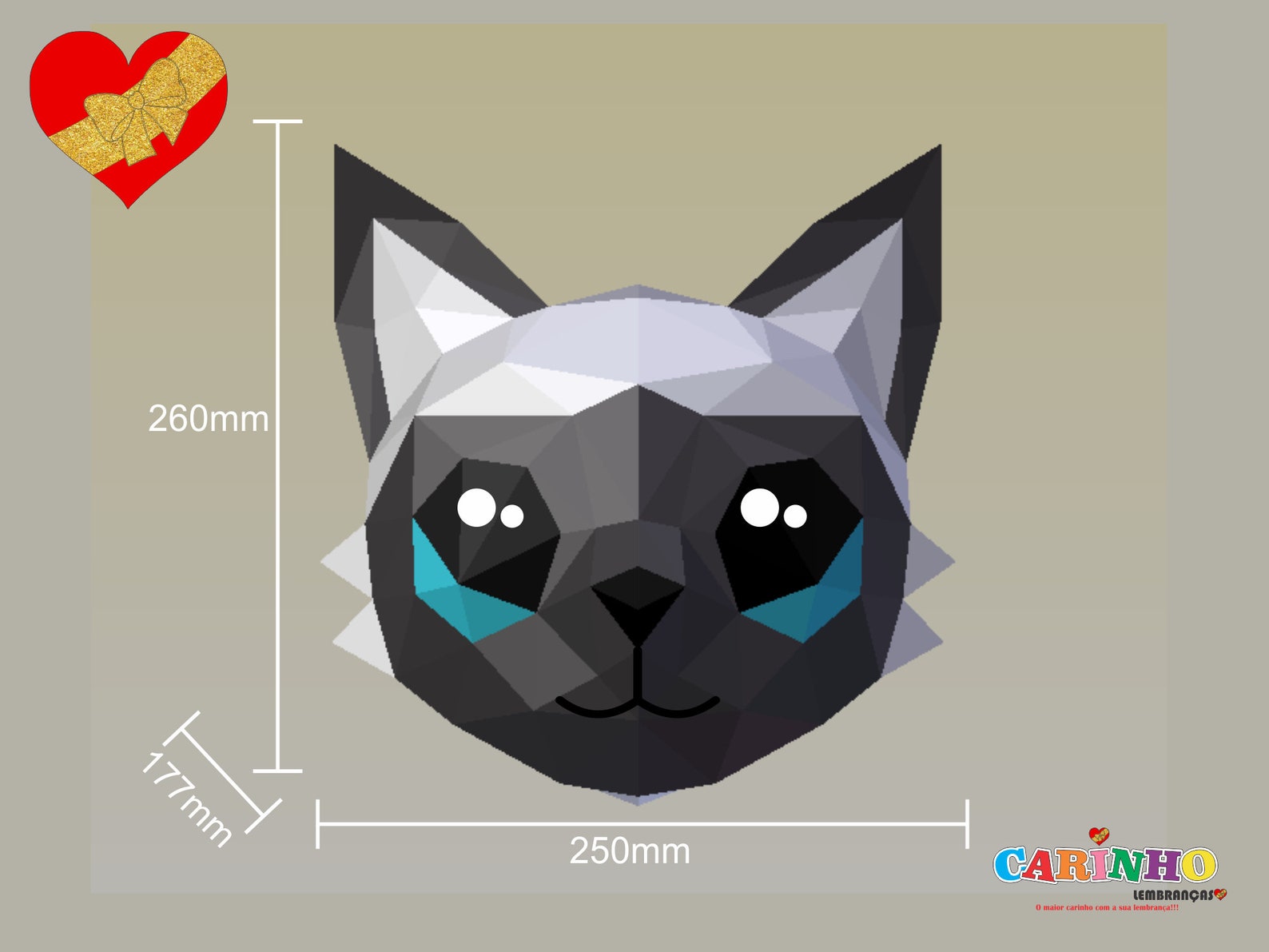 Cabeça De Gato Low Poly Papercraft - Etsy