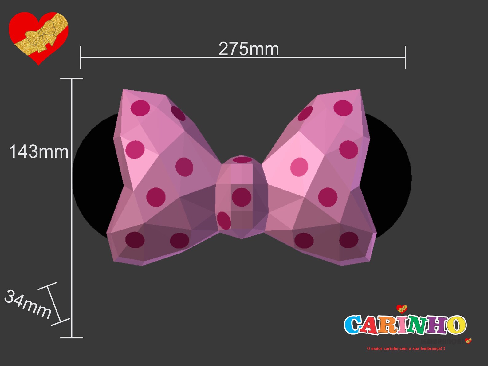 Minnie Bow Low Poly Papercraft - Etsy