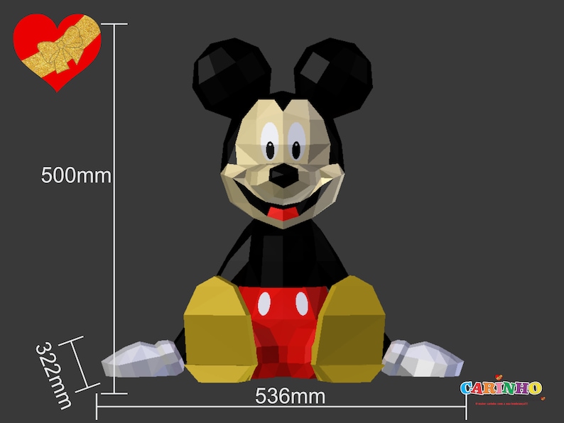 Mickey Low Poly Papercraft - Etsy España