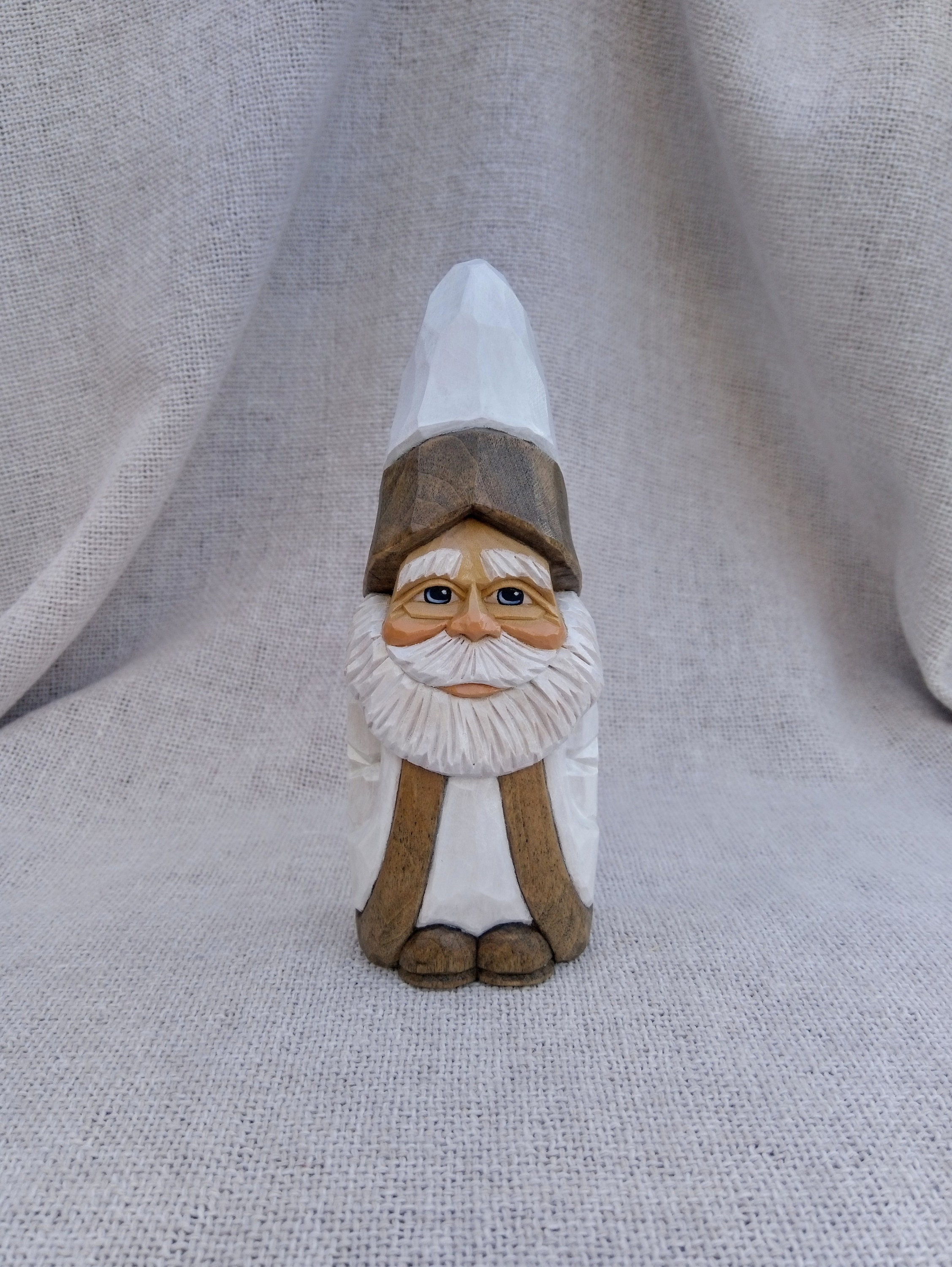 Wood Carving - Hand Carved Wood Elf in White - Christmas Carvings ...