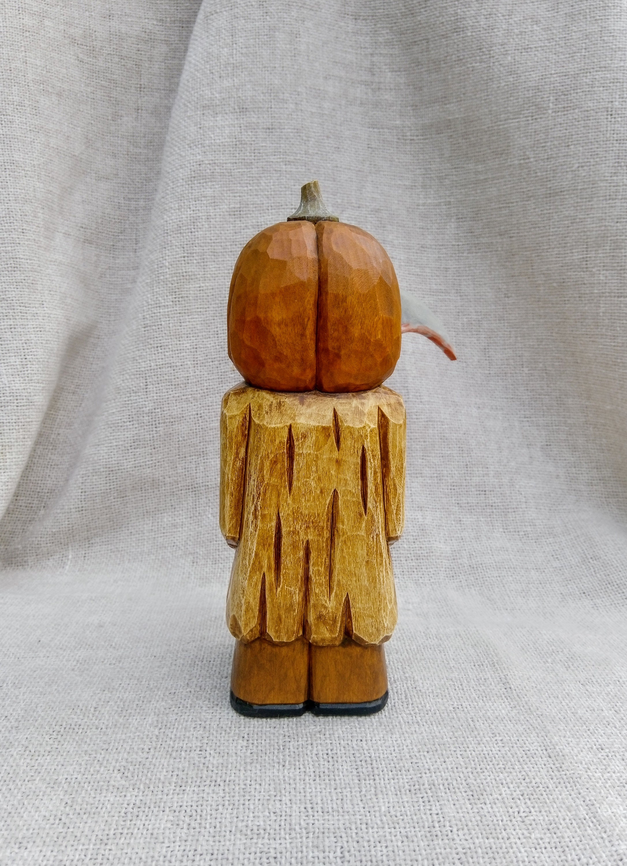Wood Carving Hand Carved Halloween Pumpkin Man Figurine With - Etsy