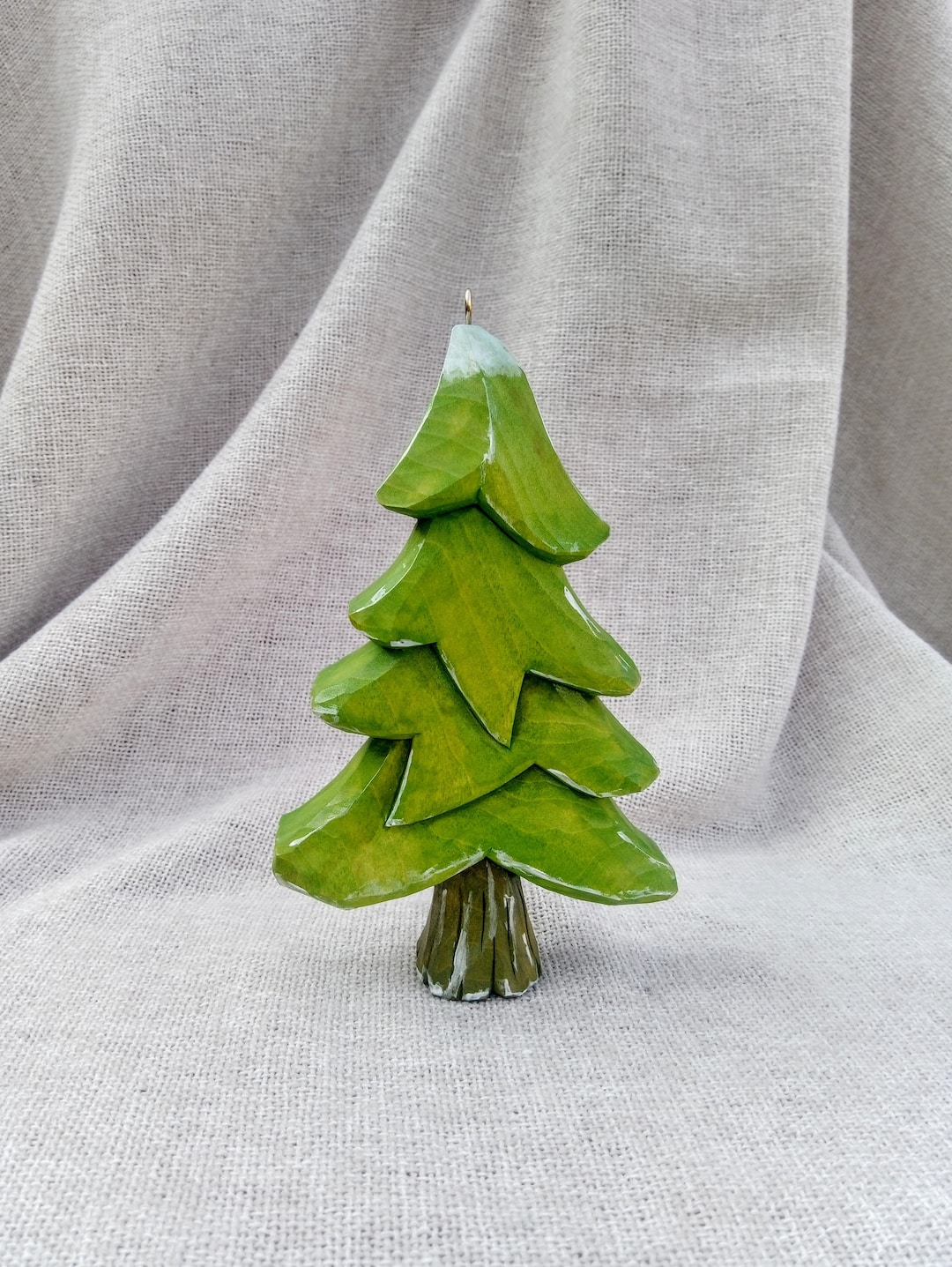 Wood Carving - Hand Carved Wooden Christmas Tree Ornament - Whittling ...