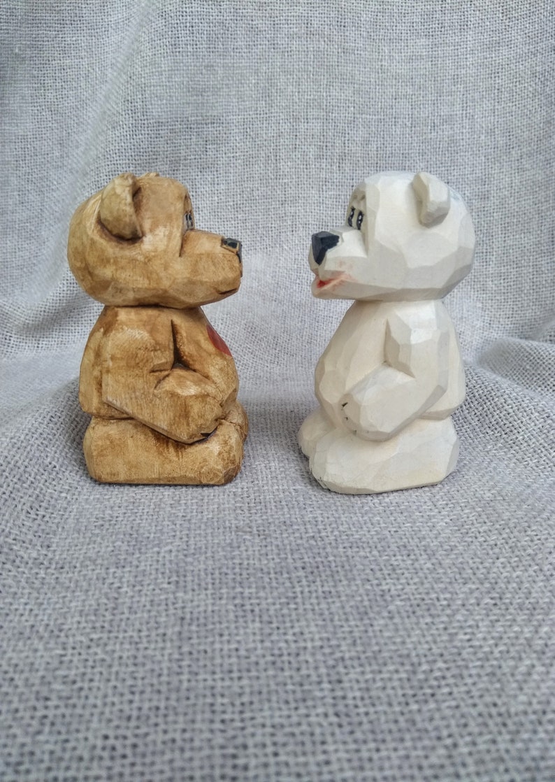 Wood Carving - Couple Bears - Wood Whittling Bears Family - Teddy Bears ...