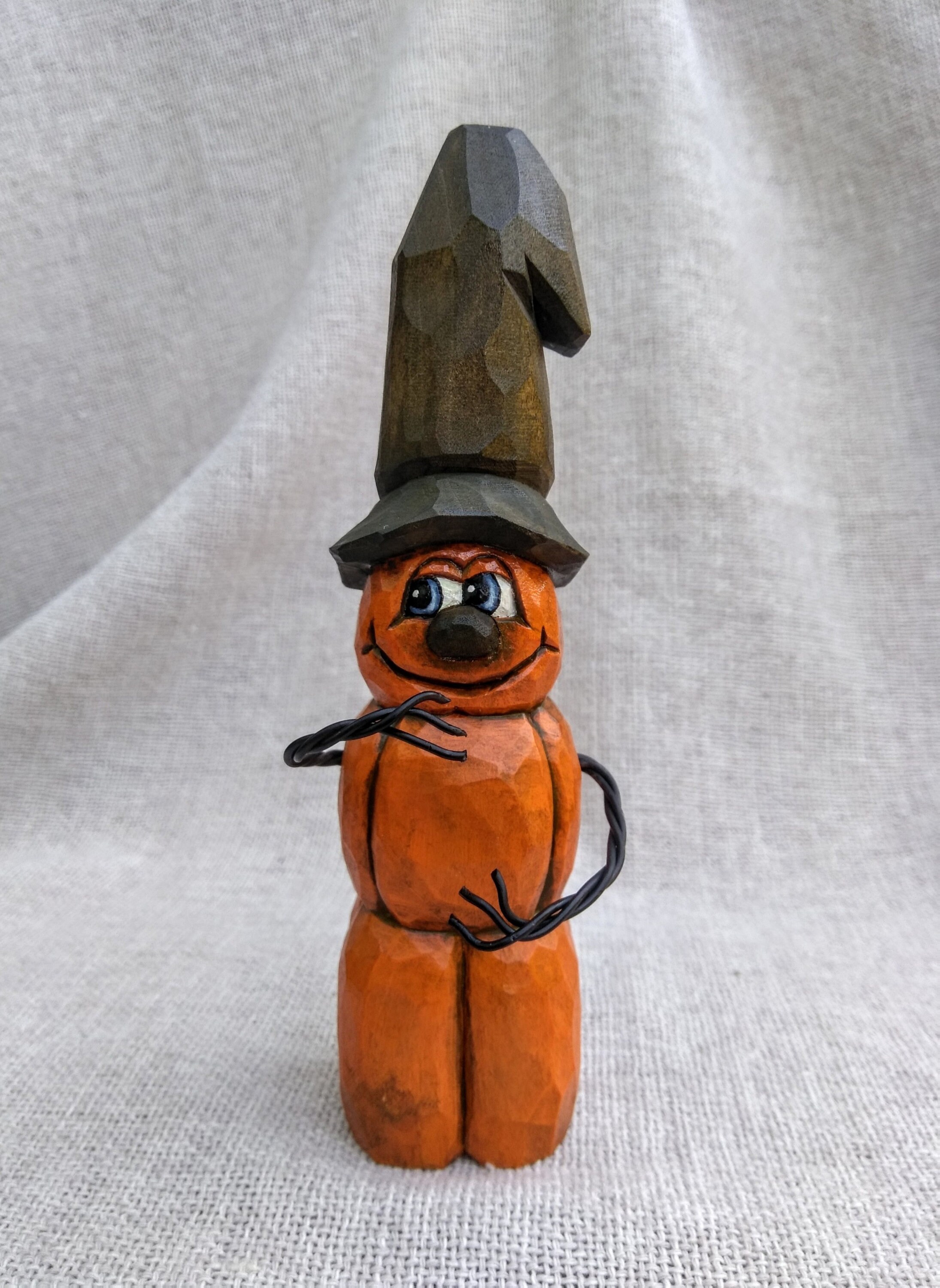 Wood Carving - Hand Carved Stacked Pumpkin Man Figurine - Carved ...
