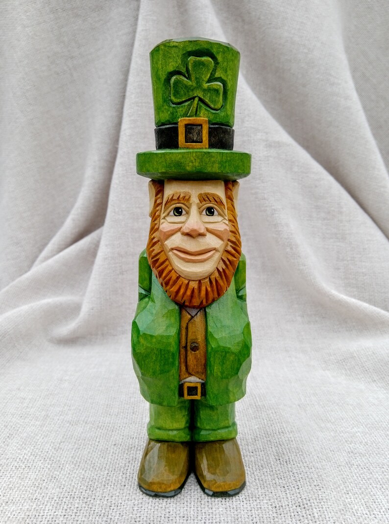 Wood Carving Hand Carved Wood Leprechaun Saint Patrick Day - Etsy