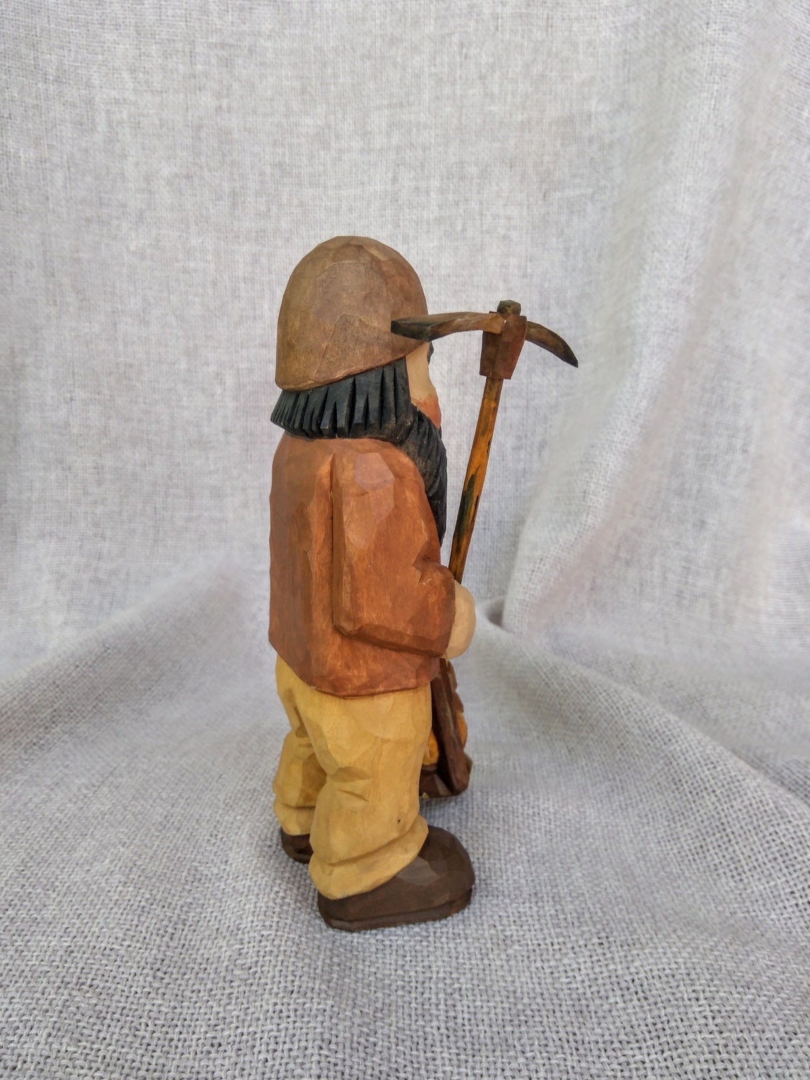 Wood Carving - Hand Carved Coal Miner Figurine - Whittling Coal Miner ...