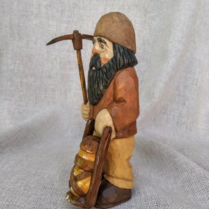 Wood Carving - Hand Carved Coal Miner Figurine - Whittling Coal Miner ...