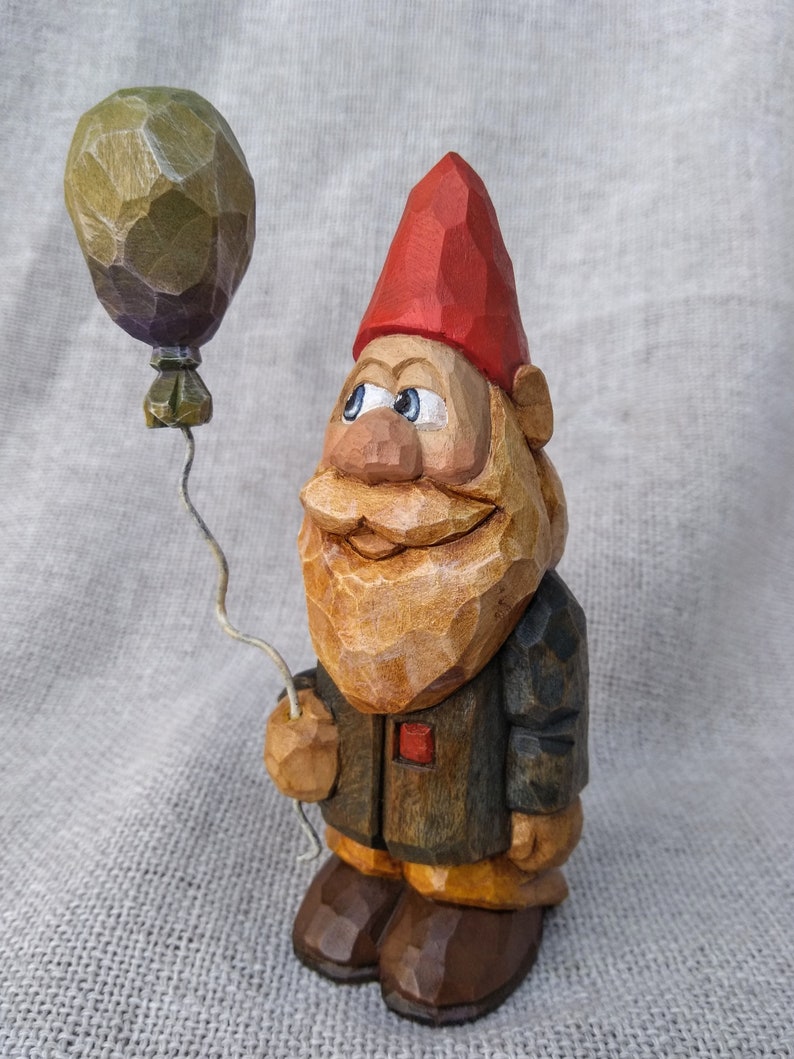 Wood Carving Hand Carved Gnome Figurine Valentine's - Etsy