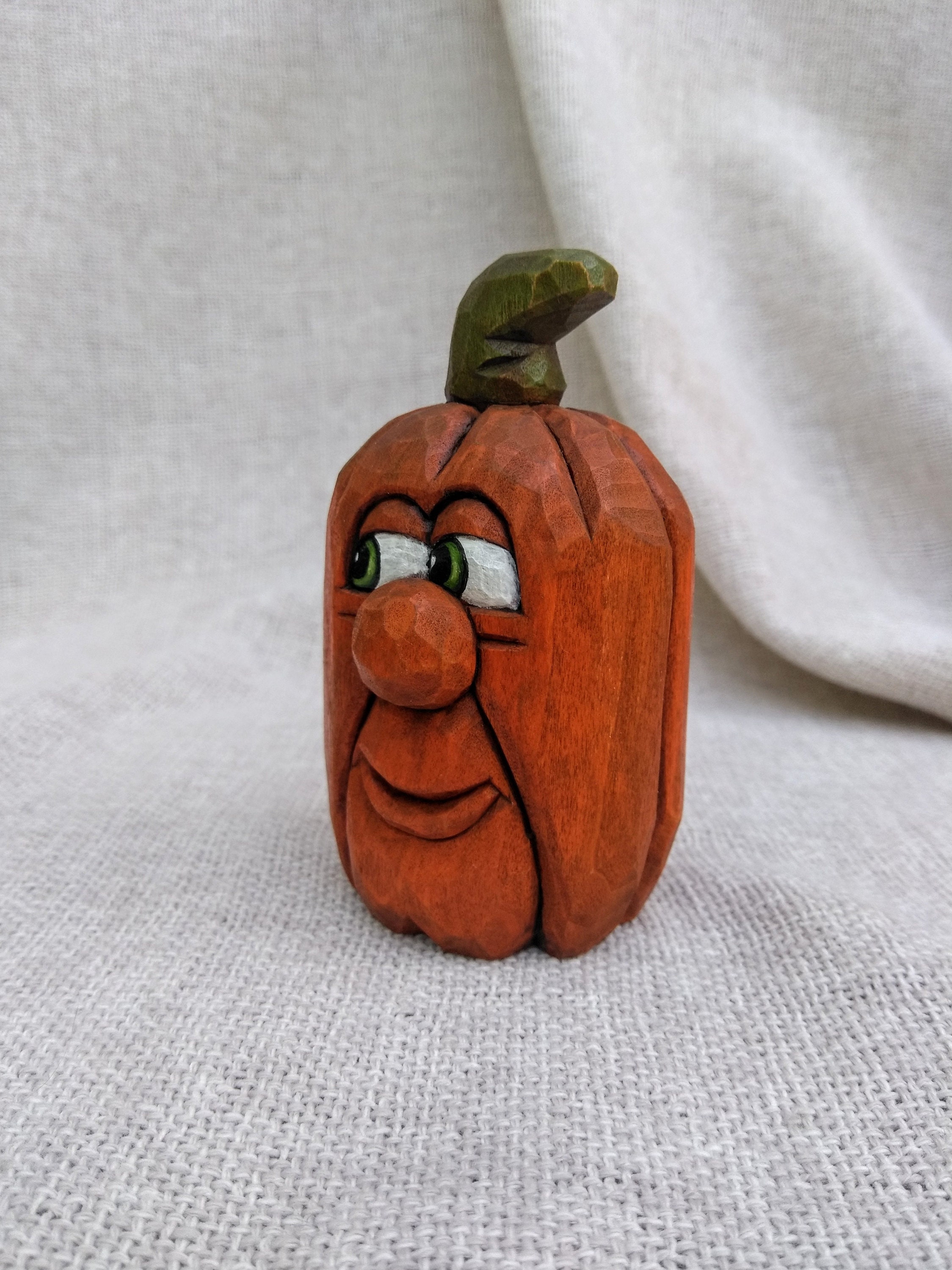 Wood Carving Hand Carved Halloween Pumpkin Head Figurine - Etsy